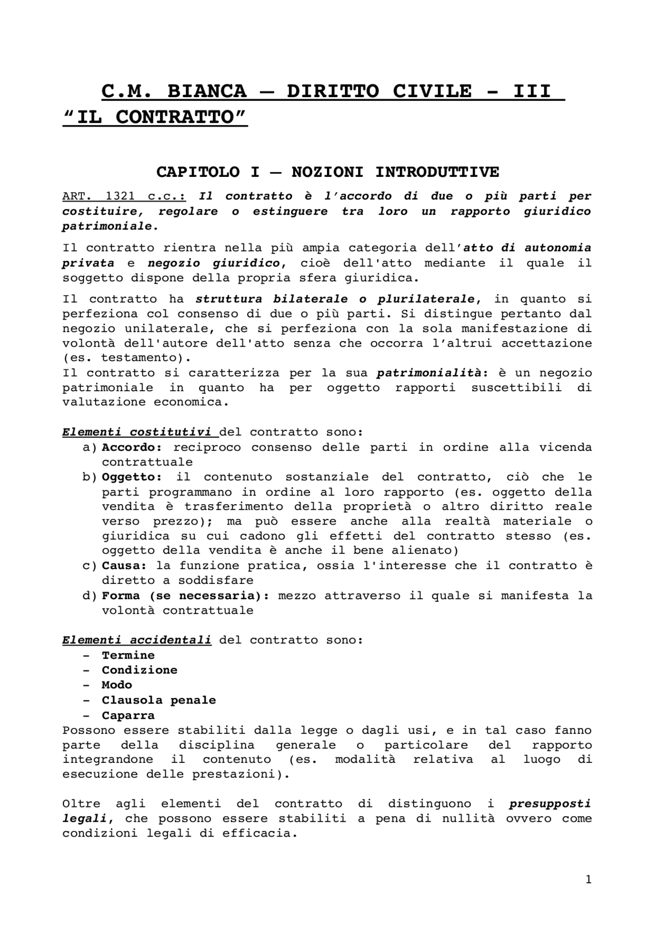 Il Contratto Bianca Docsity