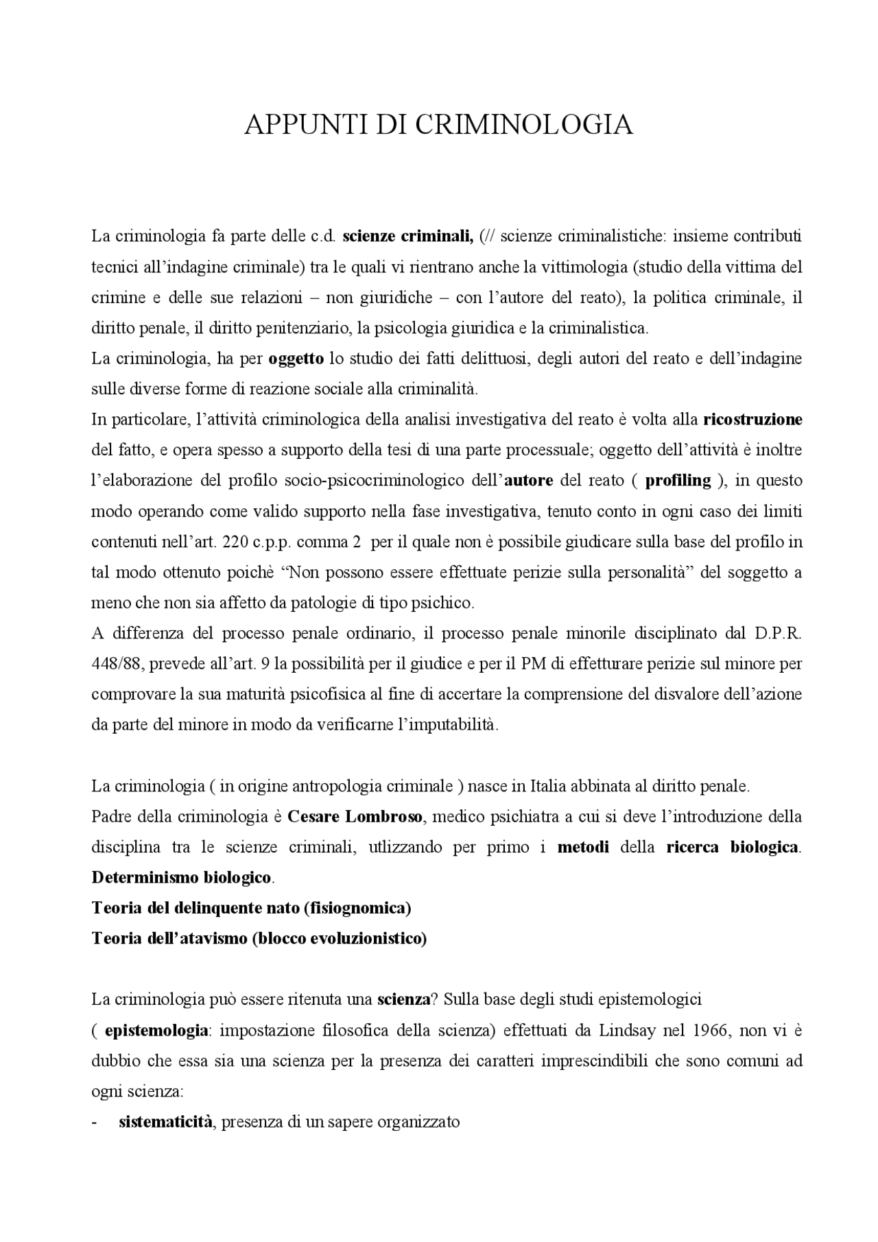 Appunti Di Criminologia Docsity