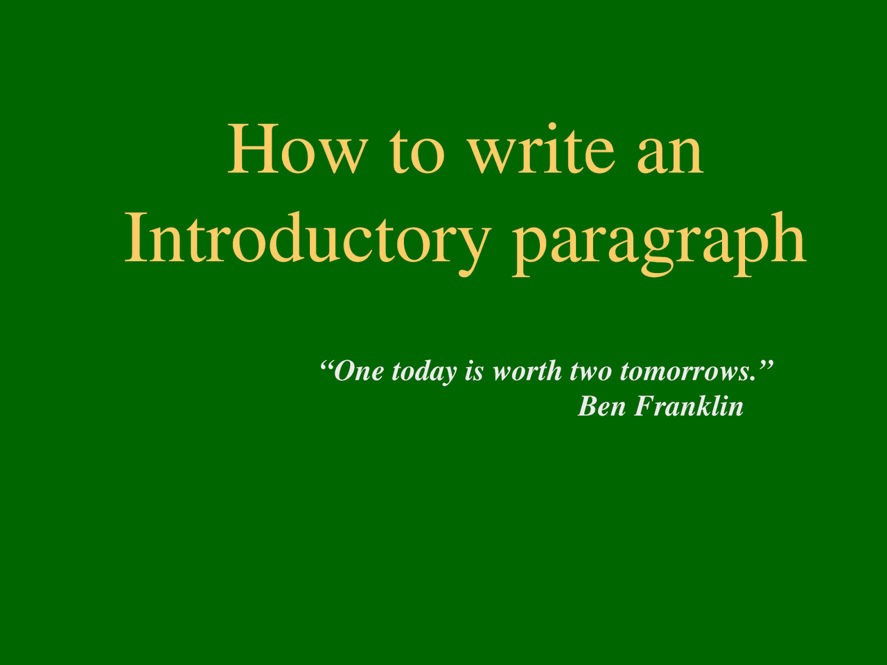 Introductory Paragraph English Language Lecture Slides Docsity