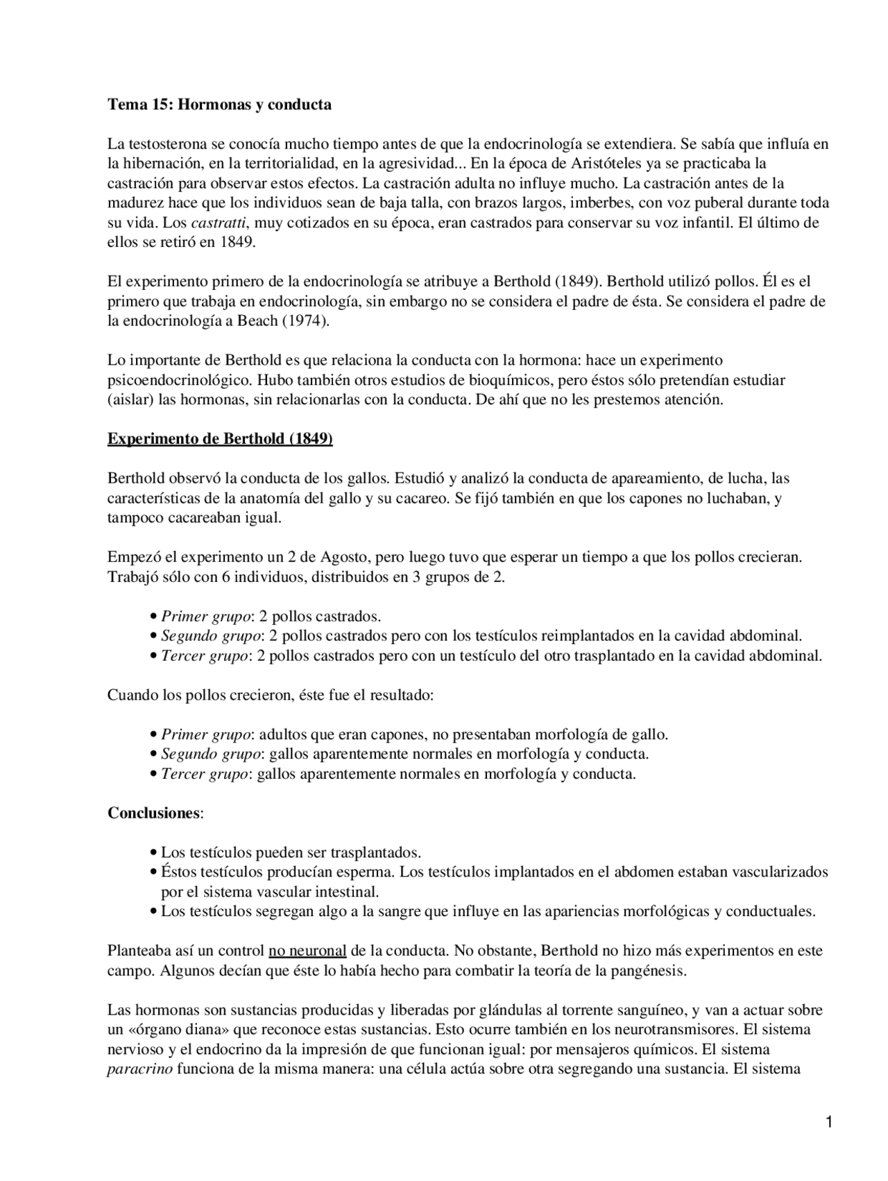 Apuntes Sobre Las Hormonas Y Conducta Docsity