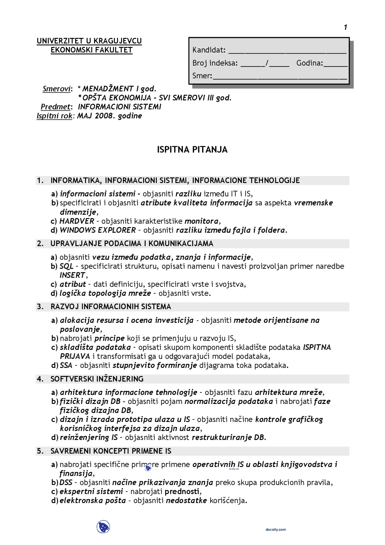 Ispit iz Informacionih tehnologija1-Skripta-Informacione tehnologije-Ekonomija | Rezime' predlog ...