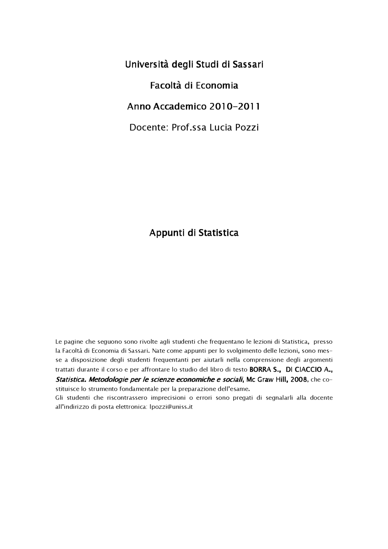 Dispense 1 Parte Esame Statistica Docsity