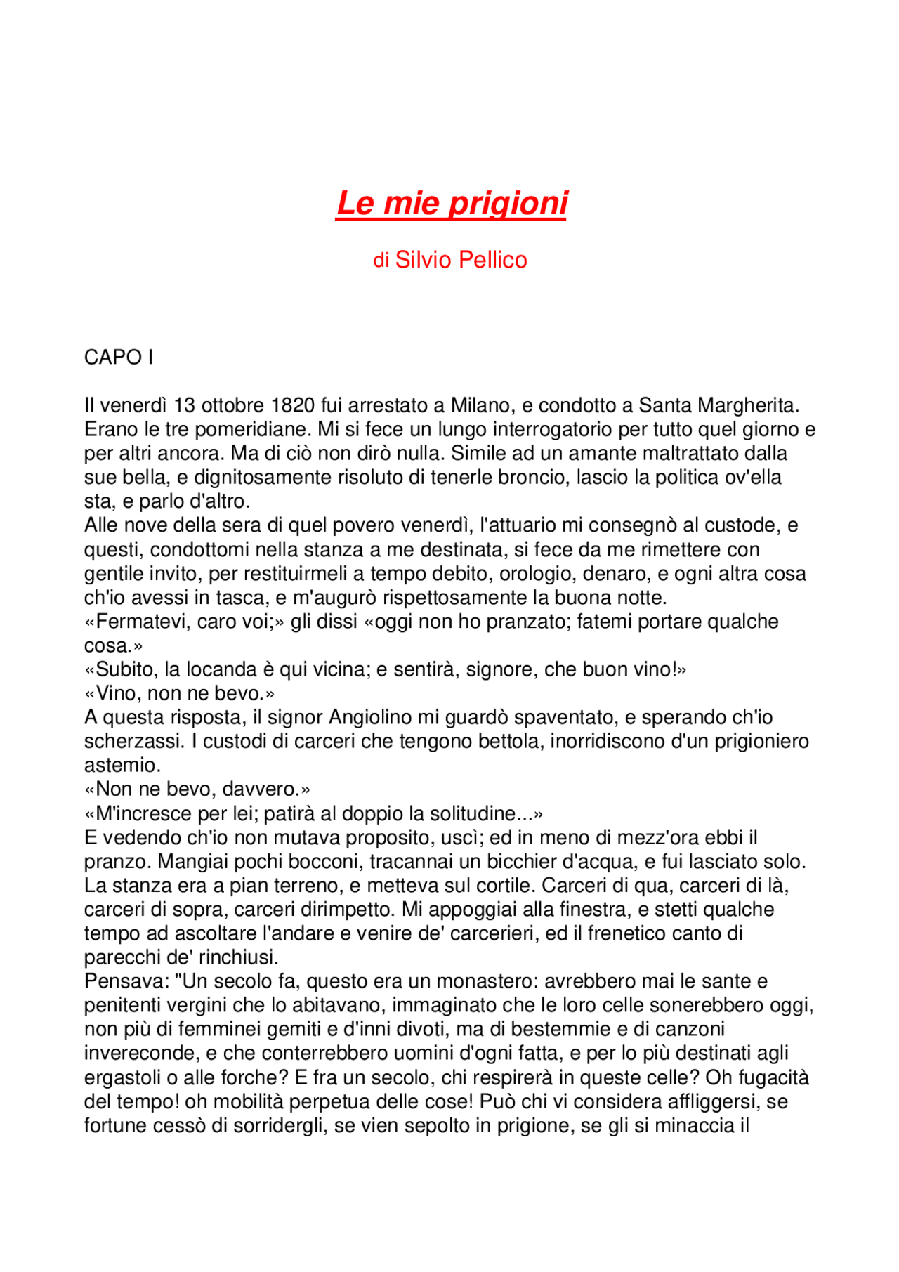 Le mie prigioni - Docsity