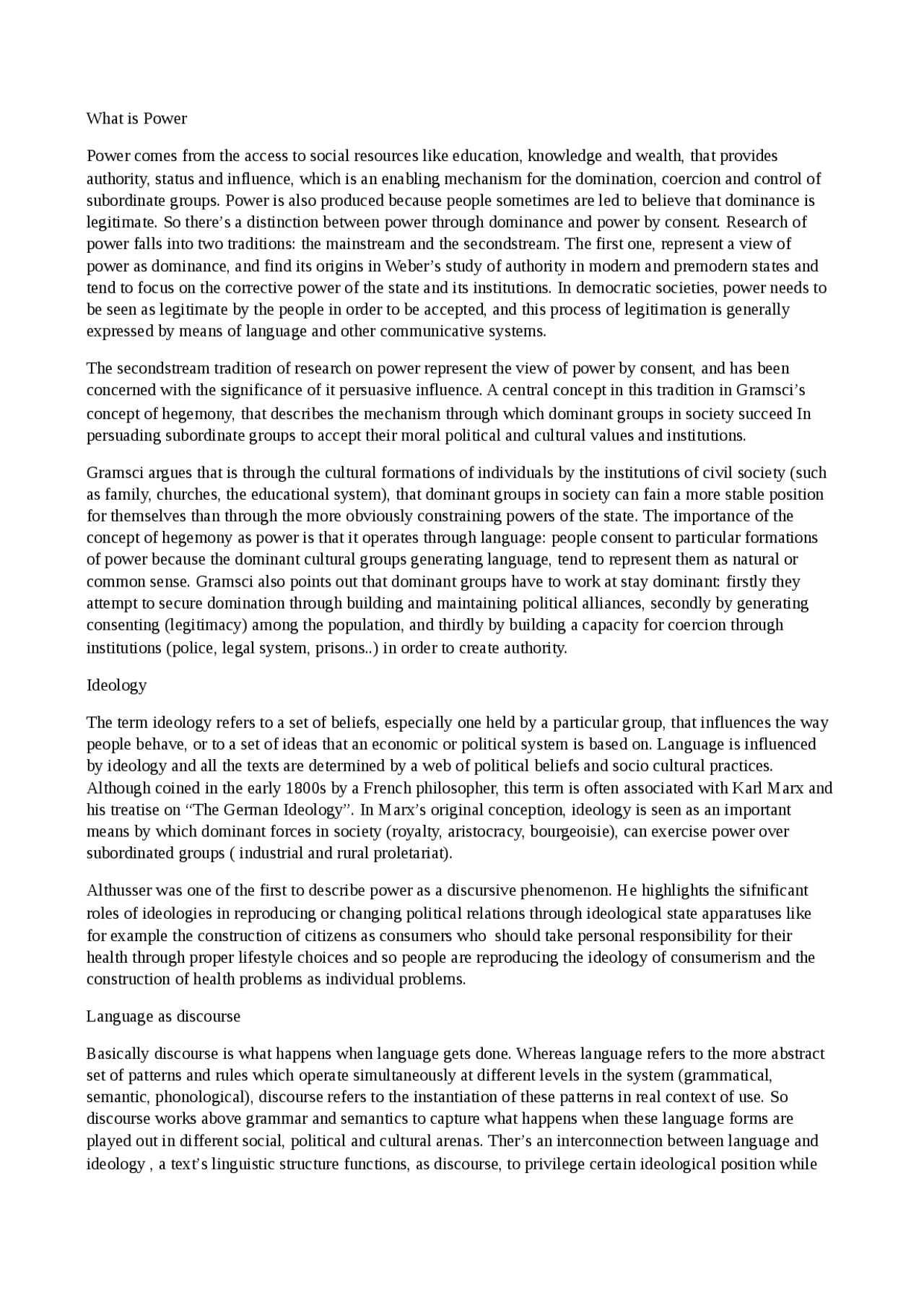 Language And Power Docsity