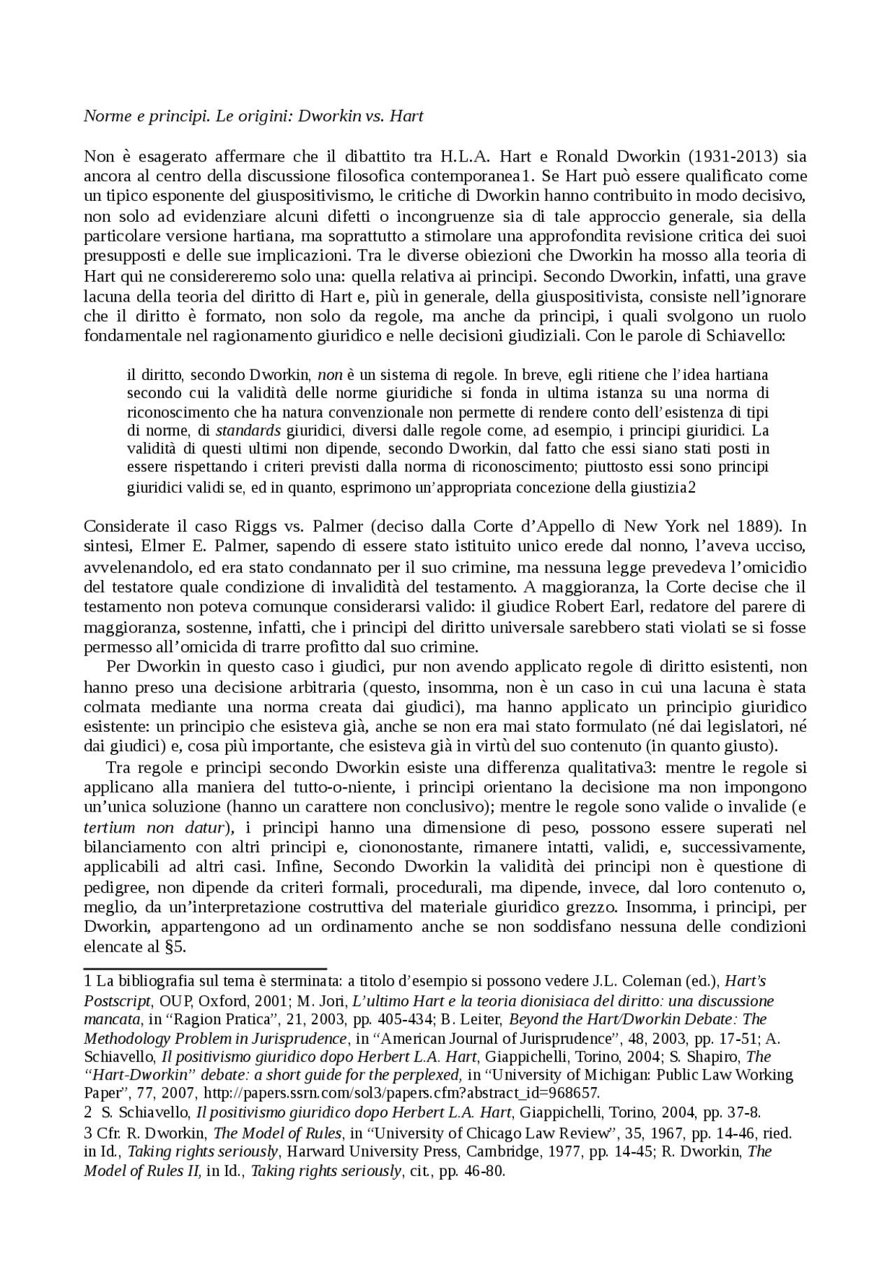Hart vs. Dworkin (1) | Sintesi del corso di Diritto | Docsity