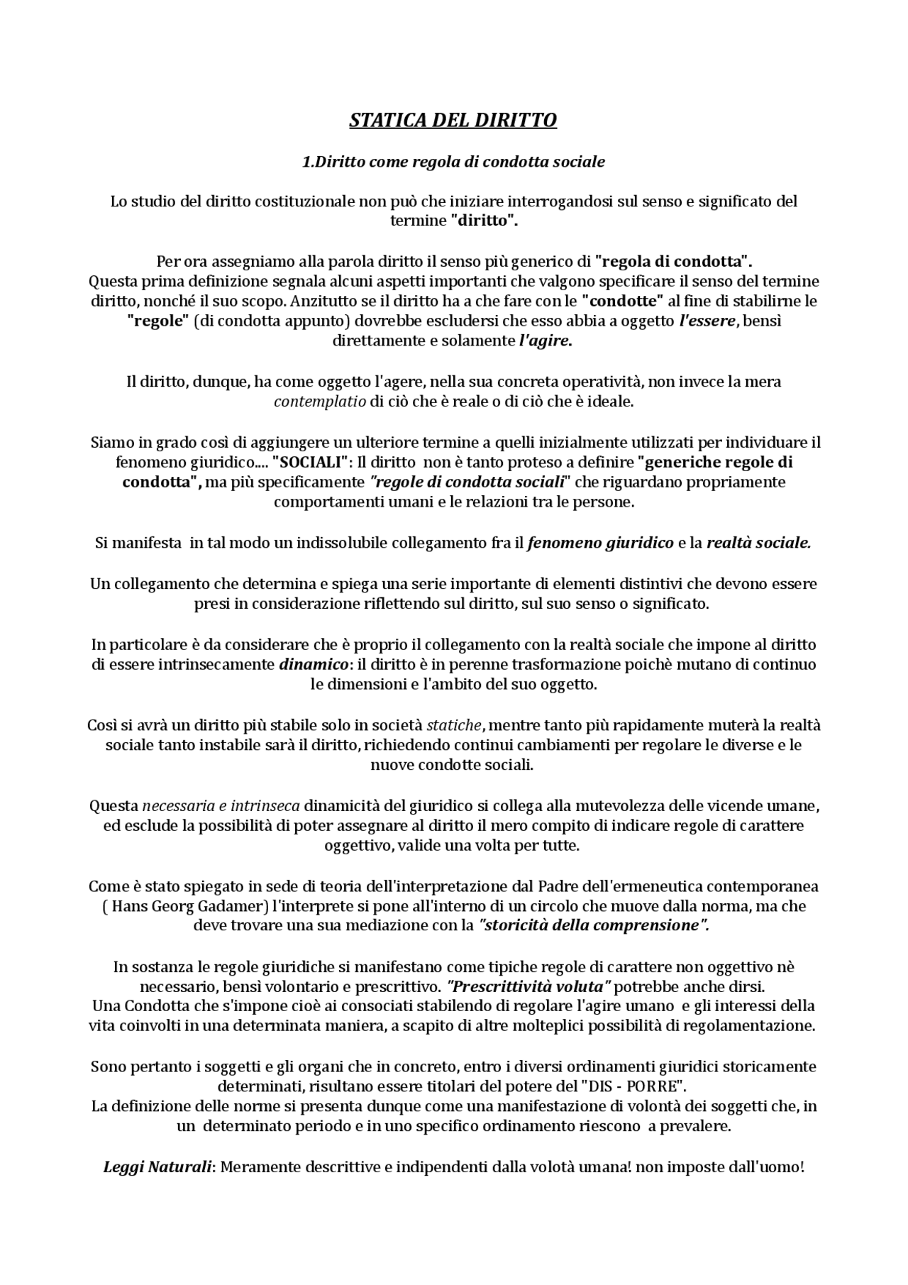 Diritto E Conflitti Statica Del Diritto Docsity