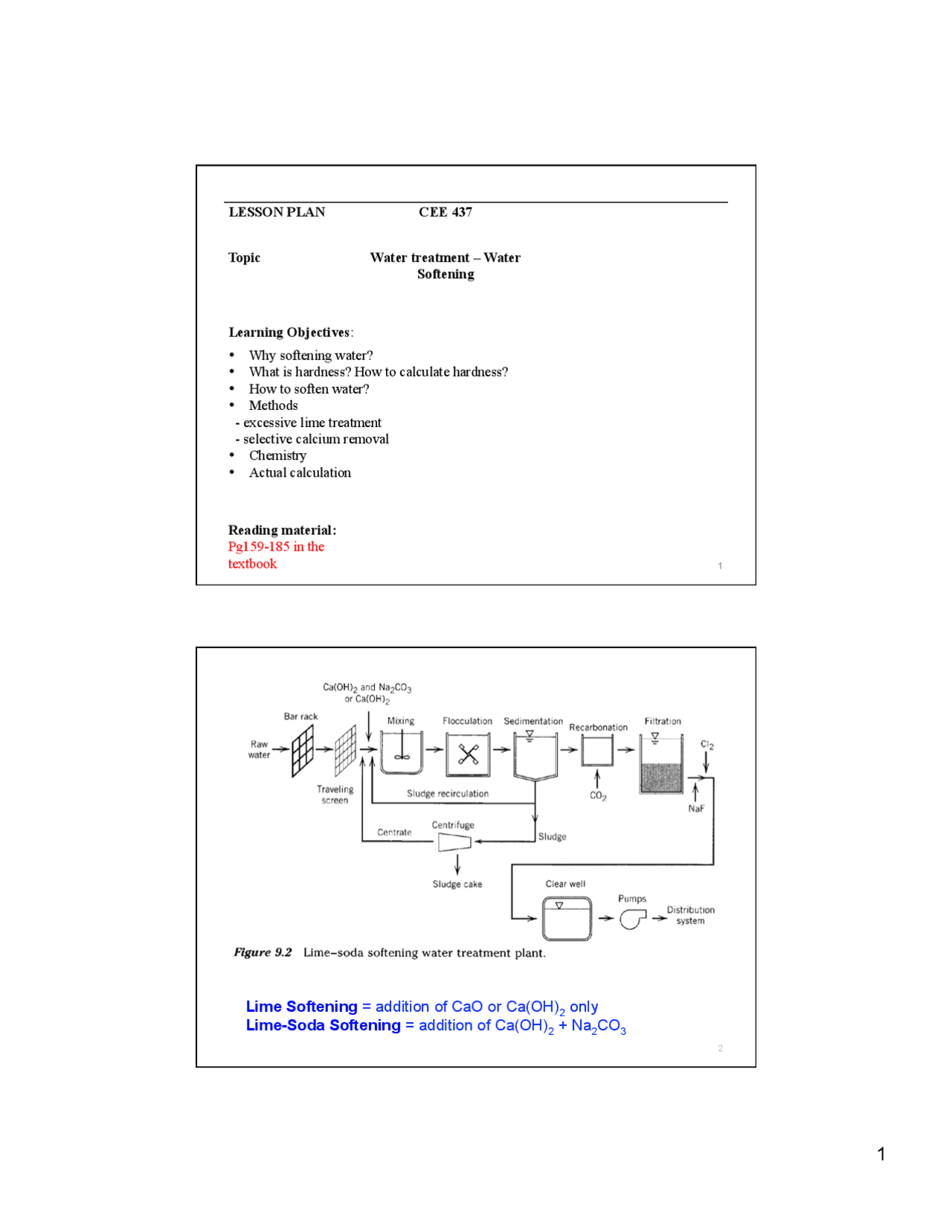 Water Softening Water Treatment Lecture Slides Cee 437 Docsity