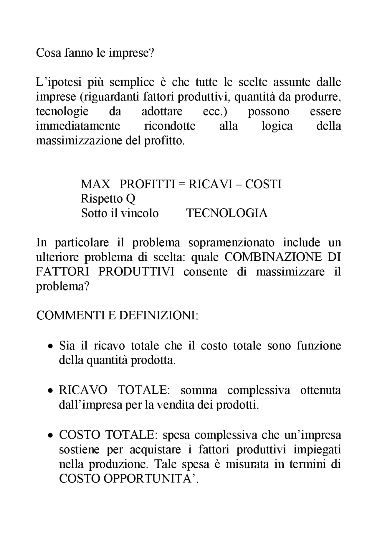 Schemi Microeconomia Impresa E Forme Di Mercato Schemi E Mappe