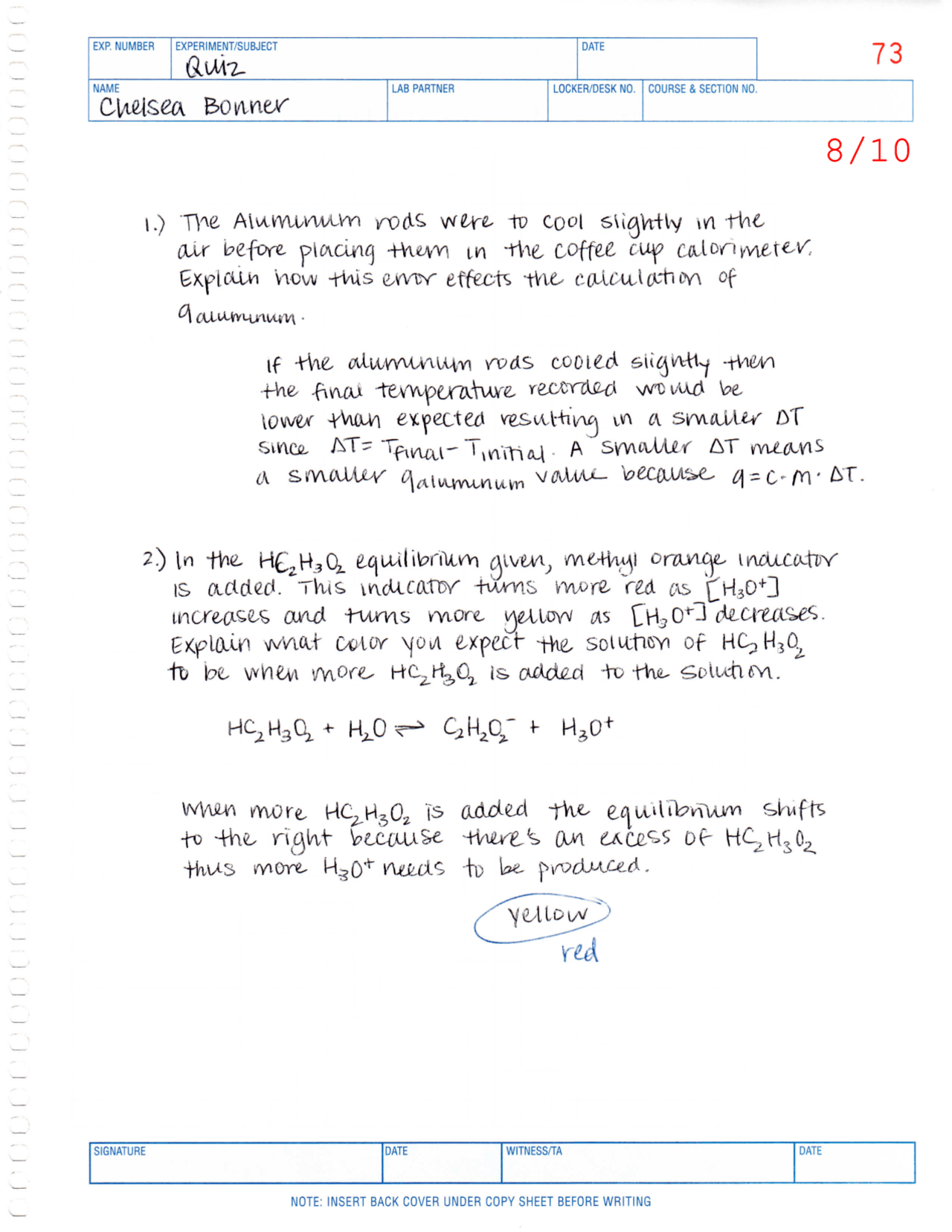 Chemistry 1212 Lab Notebook Quiz 17 - General Chemistry Lab | CHEM 1212 ...