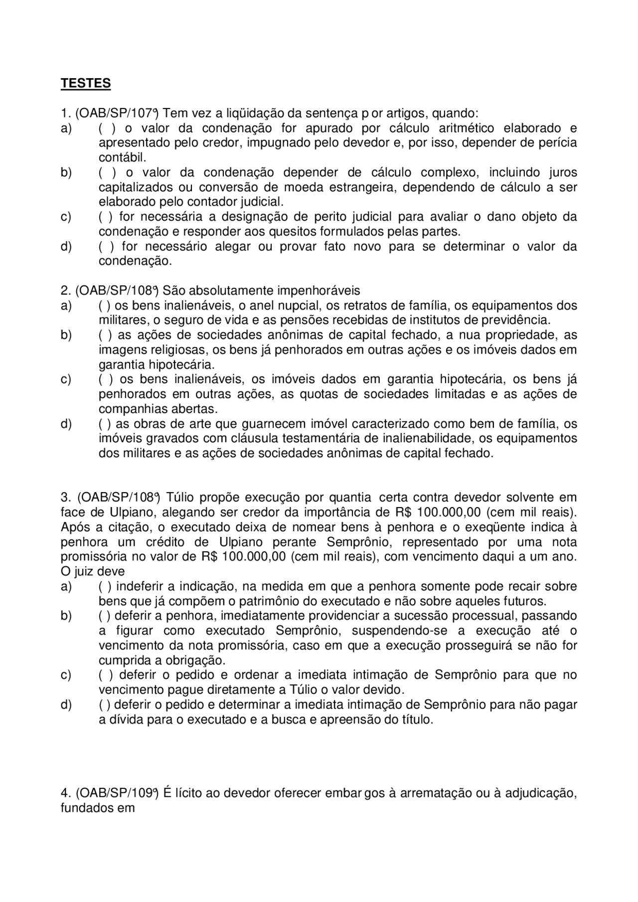 Testes Iii Docsity