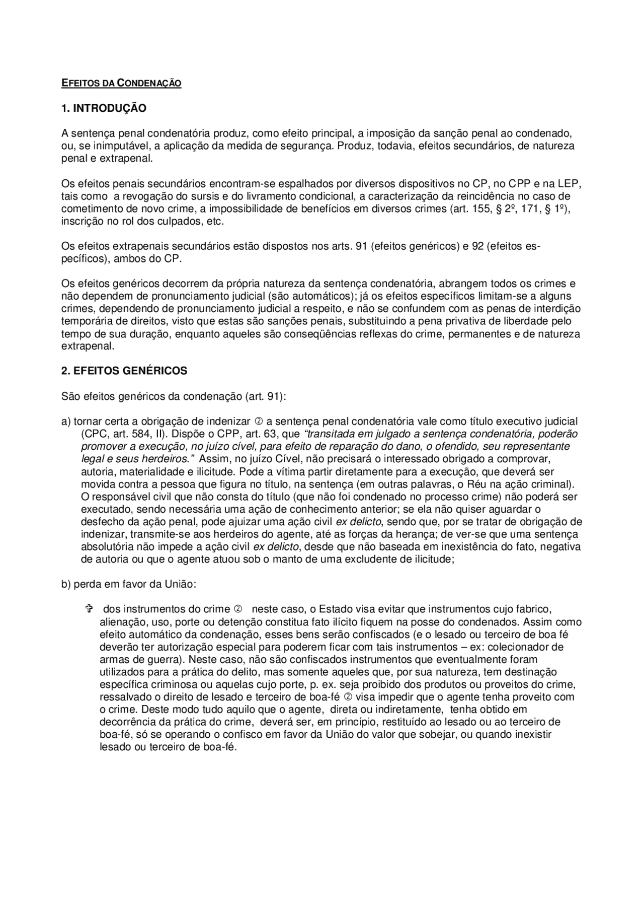 Os Efeitos da Condenação - Docsity