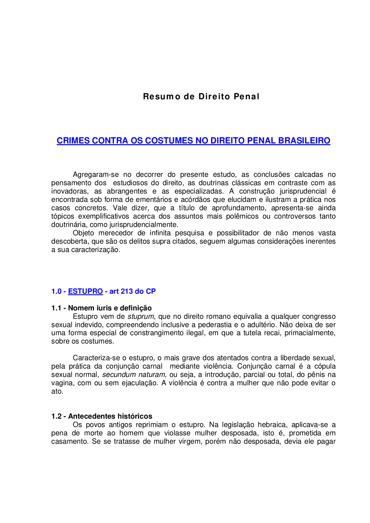 Crimes contra os costumes Parte1 - Docsity