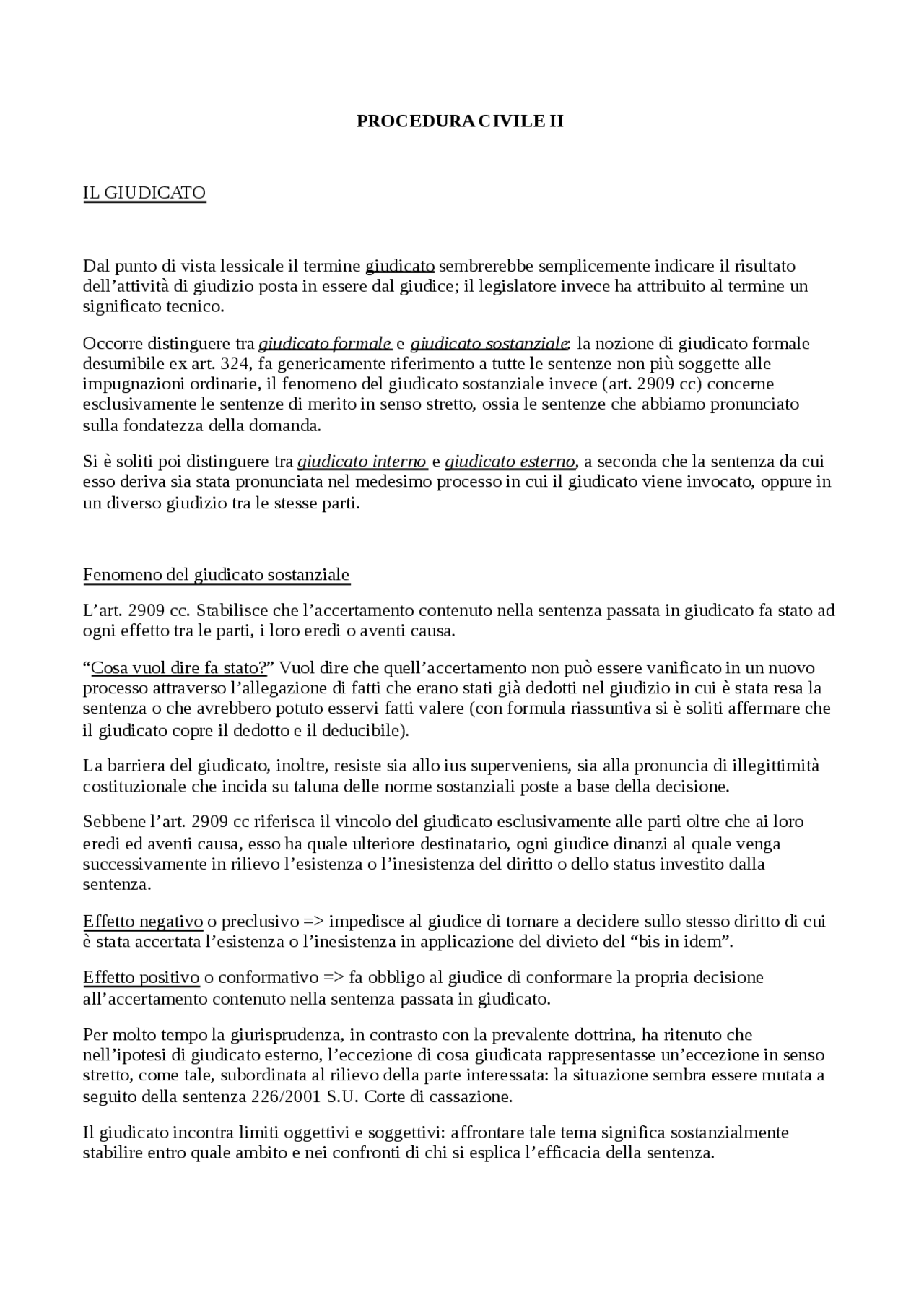 Procedura Civile Ii Docsity