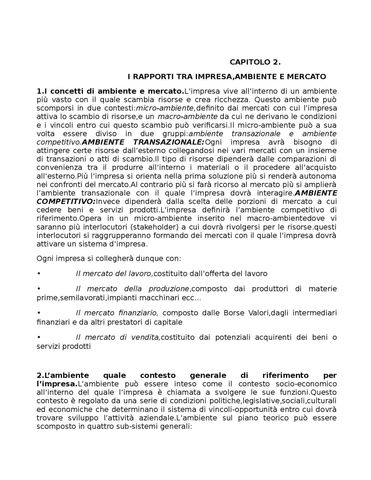 La Gestione Dellimpresa Riassunto Sciarelli Docsity