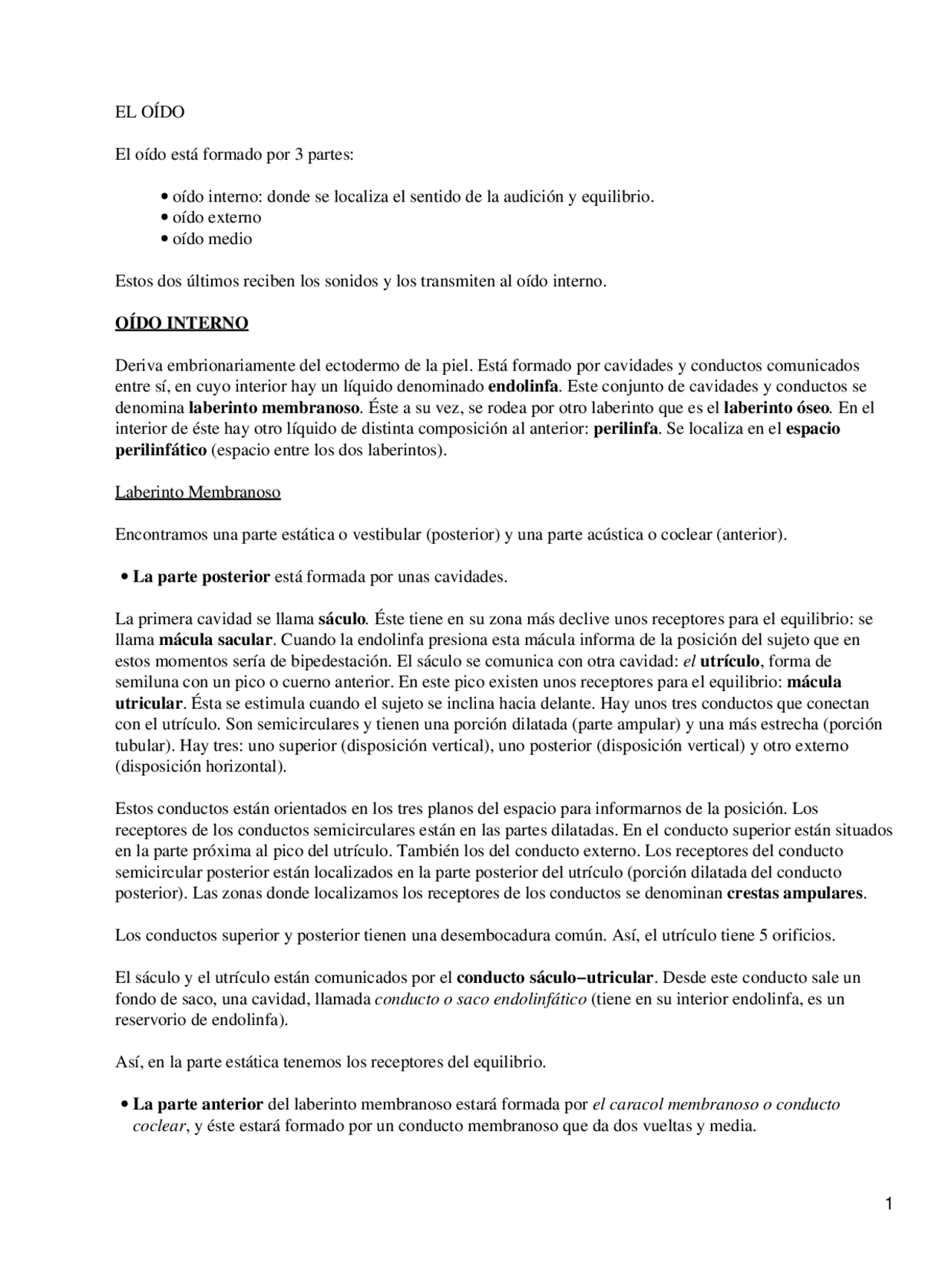 Apuntes Sobre El Oído Parte1 Apuntes De Fisioterapia Docsity