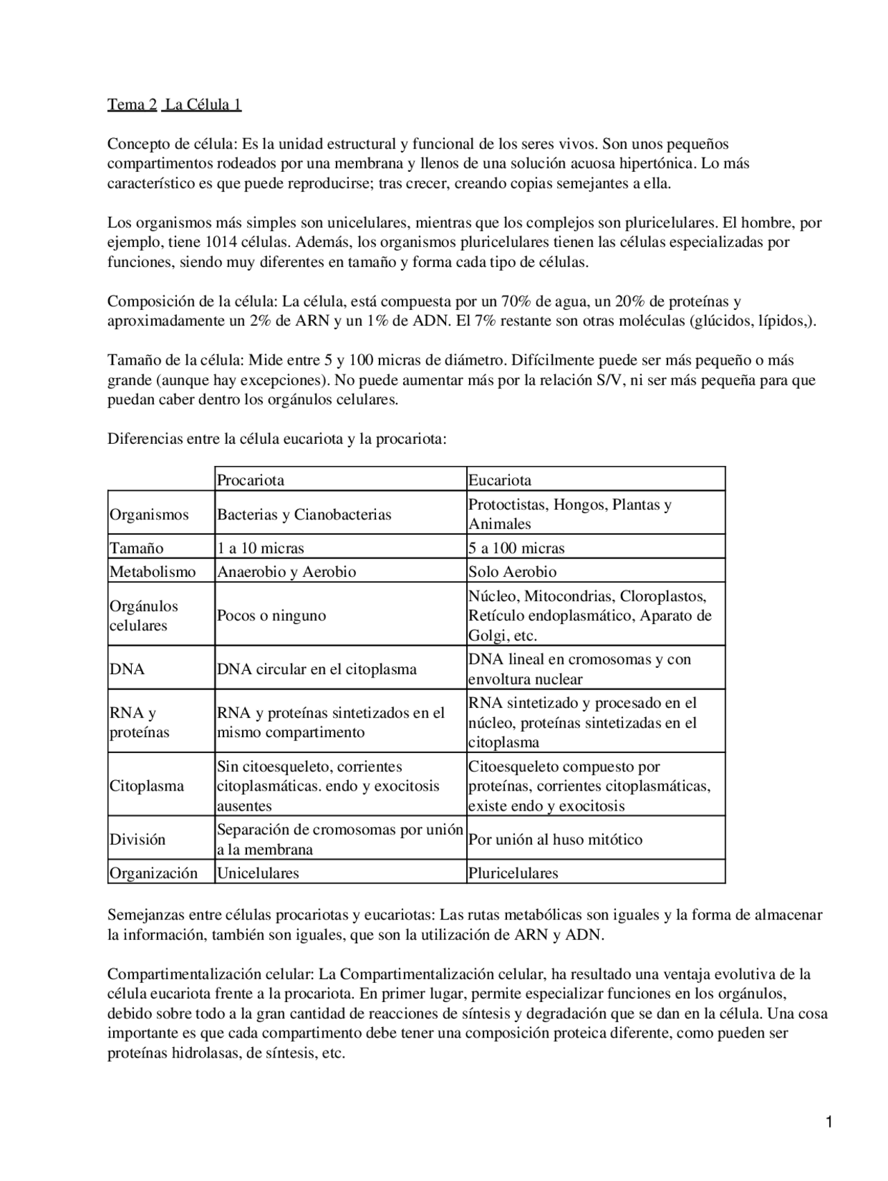 Apuntes Sobre Las Células Parte1 Docsity