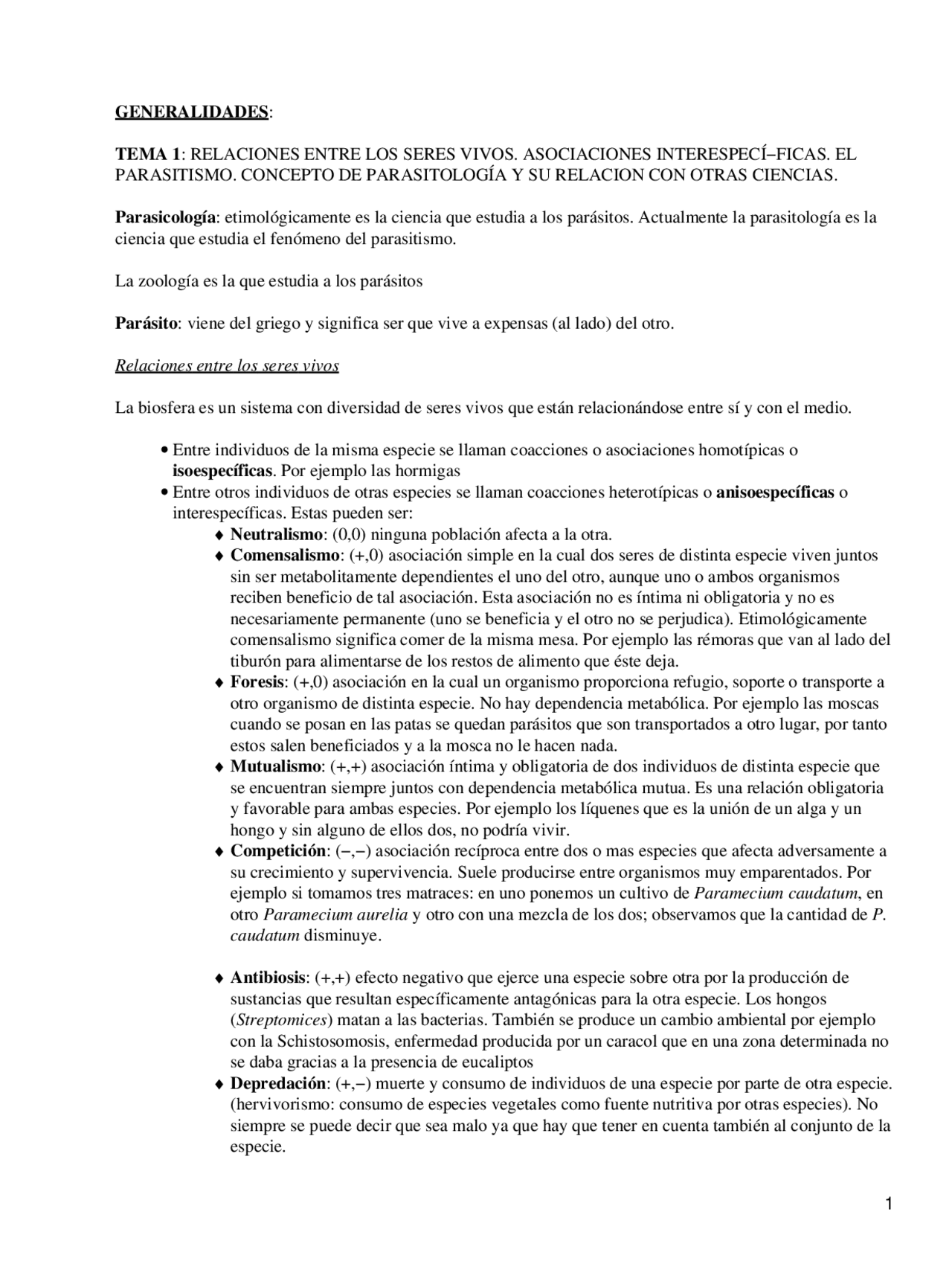 Apuntes Sobre Las Relaciones Entre Los Seres Vivos Parte1 Docsity