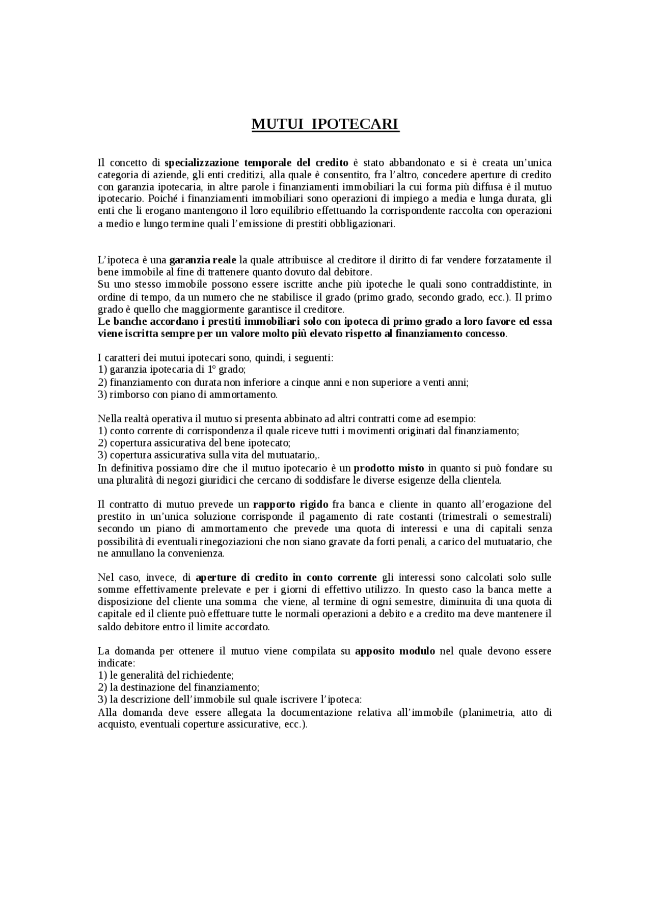 Mutui ipotecari - Docsity