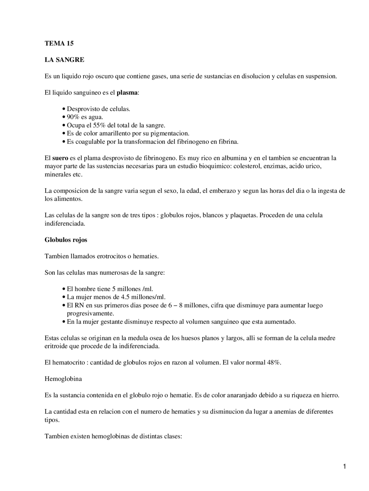 Apuntes Sobre La Sangre Apuntes De Fisioterapia Docsity