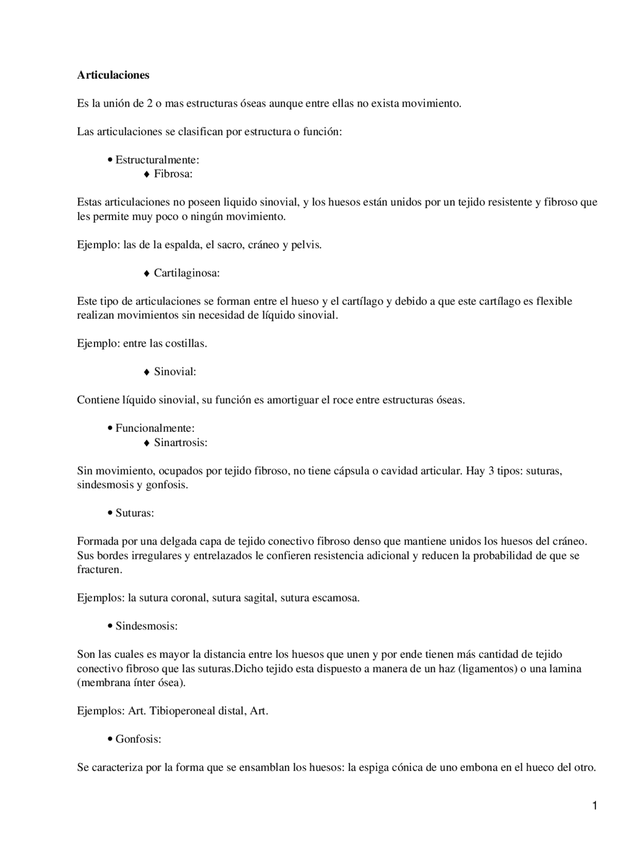 Apuntes Sobre Las Articulaciones Docsity