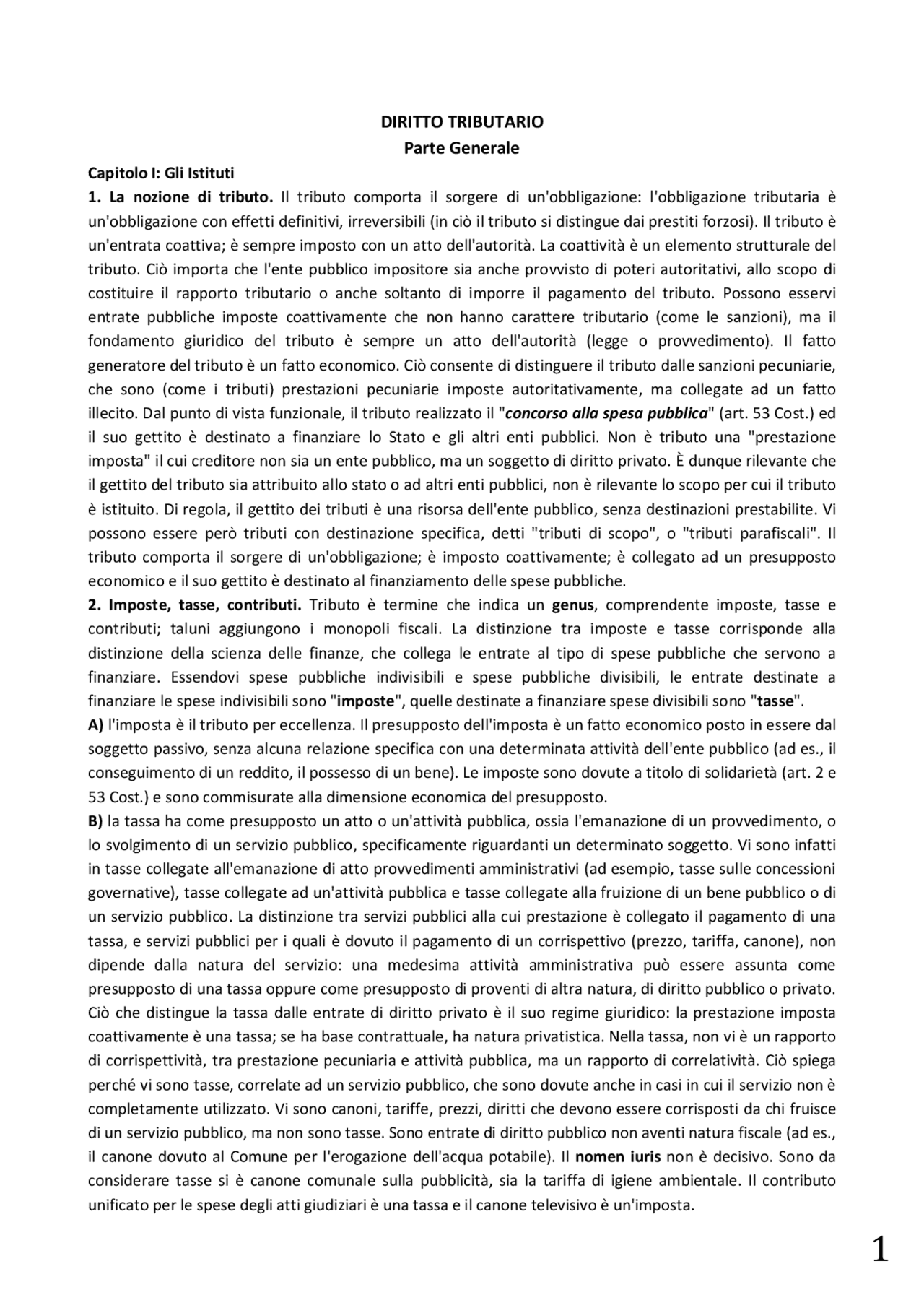 Esame Diritto Tributario Parte Generale Vol 1 Tesauro Docsity