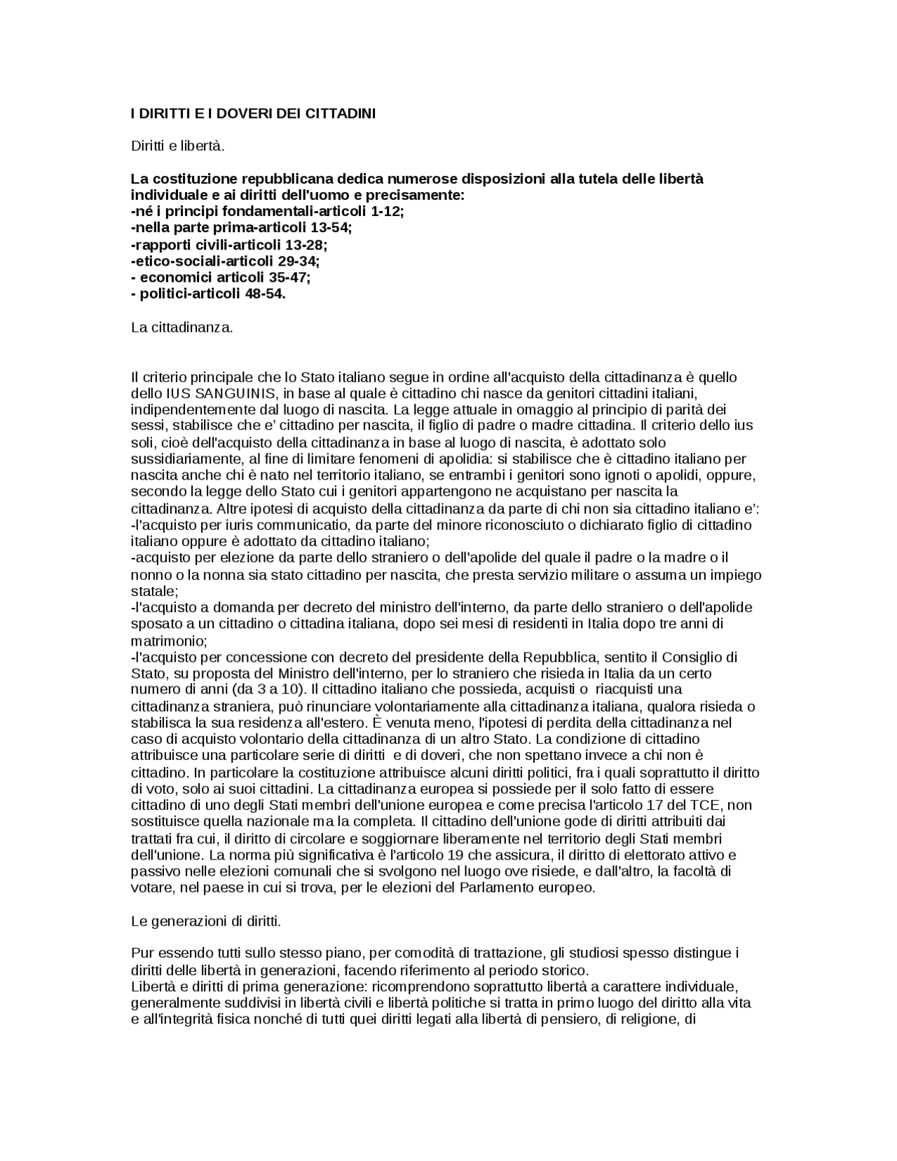 I Diritti E I Doveri Dei Cittadini Docsity