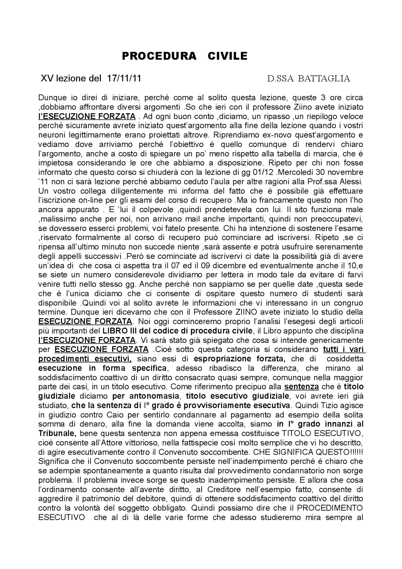 15 Lezione Esecuzione Forzata Part 1 Docsity
