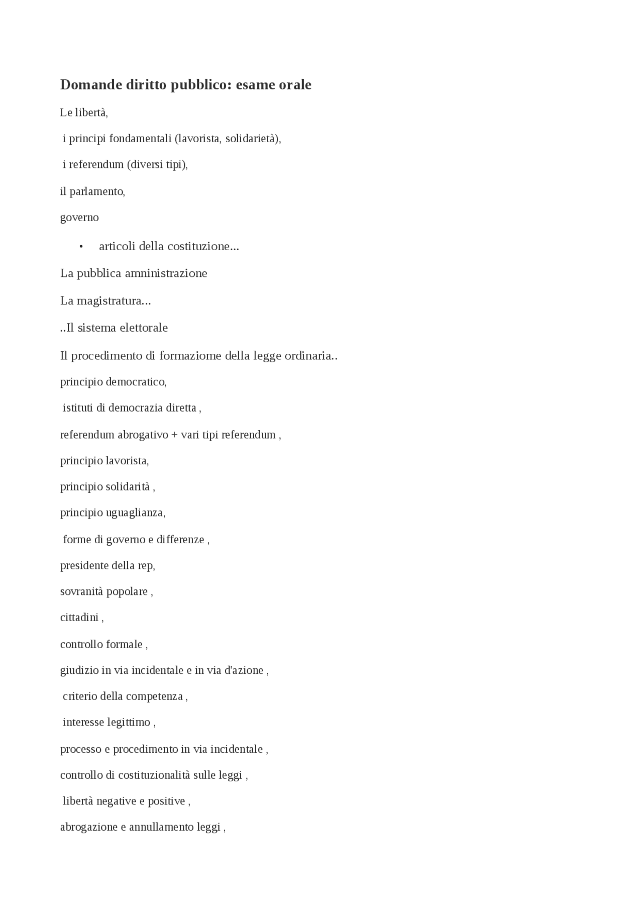 Domande Diritto Pubblico Docsity