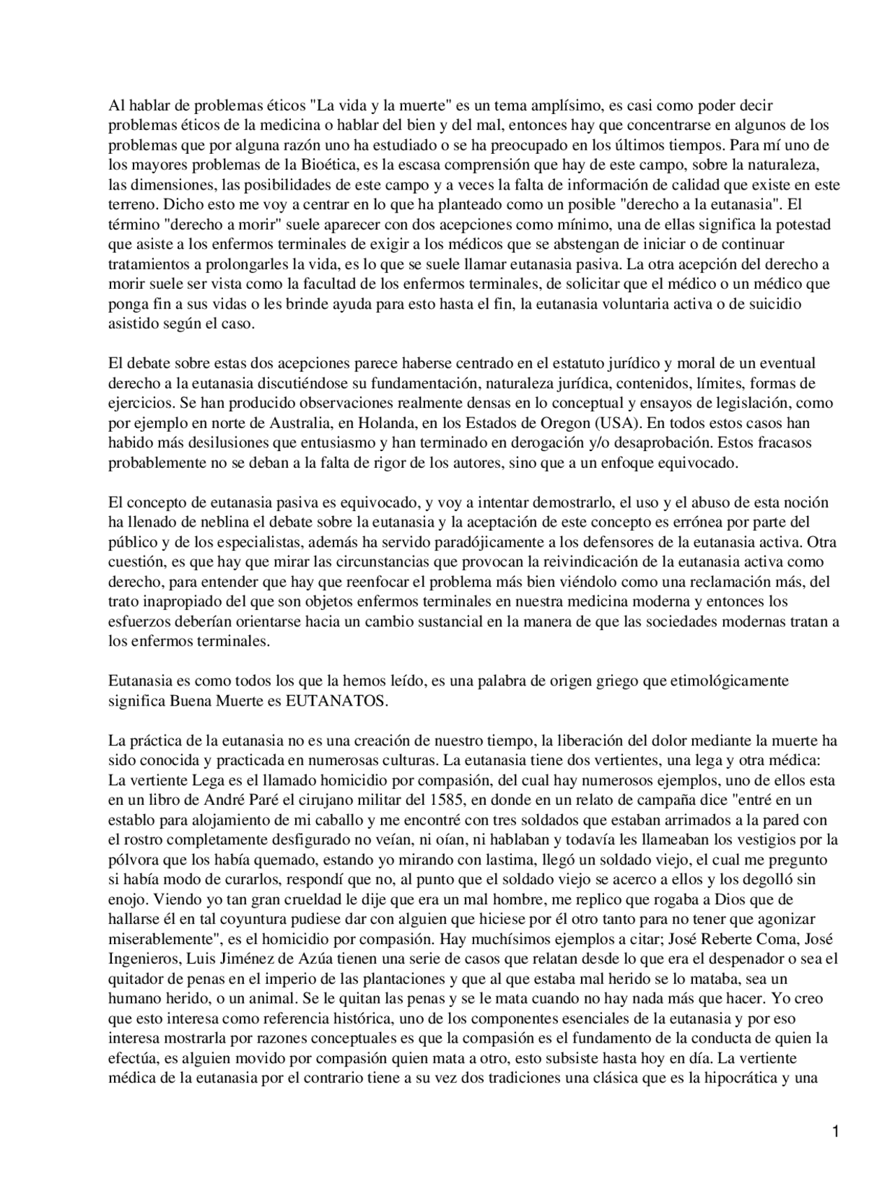 Apuntes Sobre La Eutanasia Docsity
