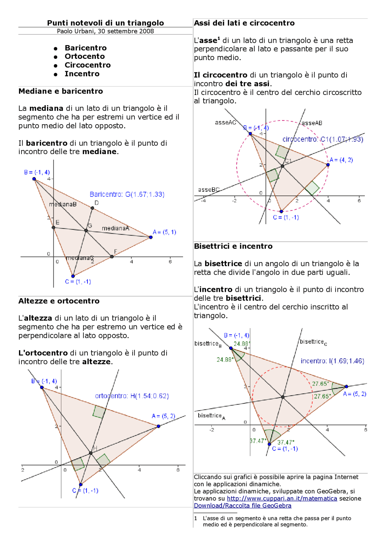 Punti notevoli di un triangolo - Docsity