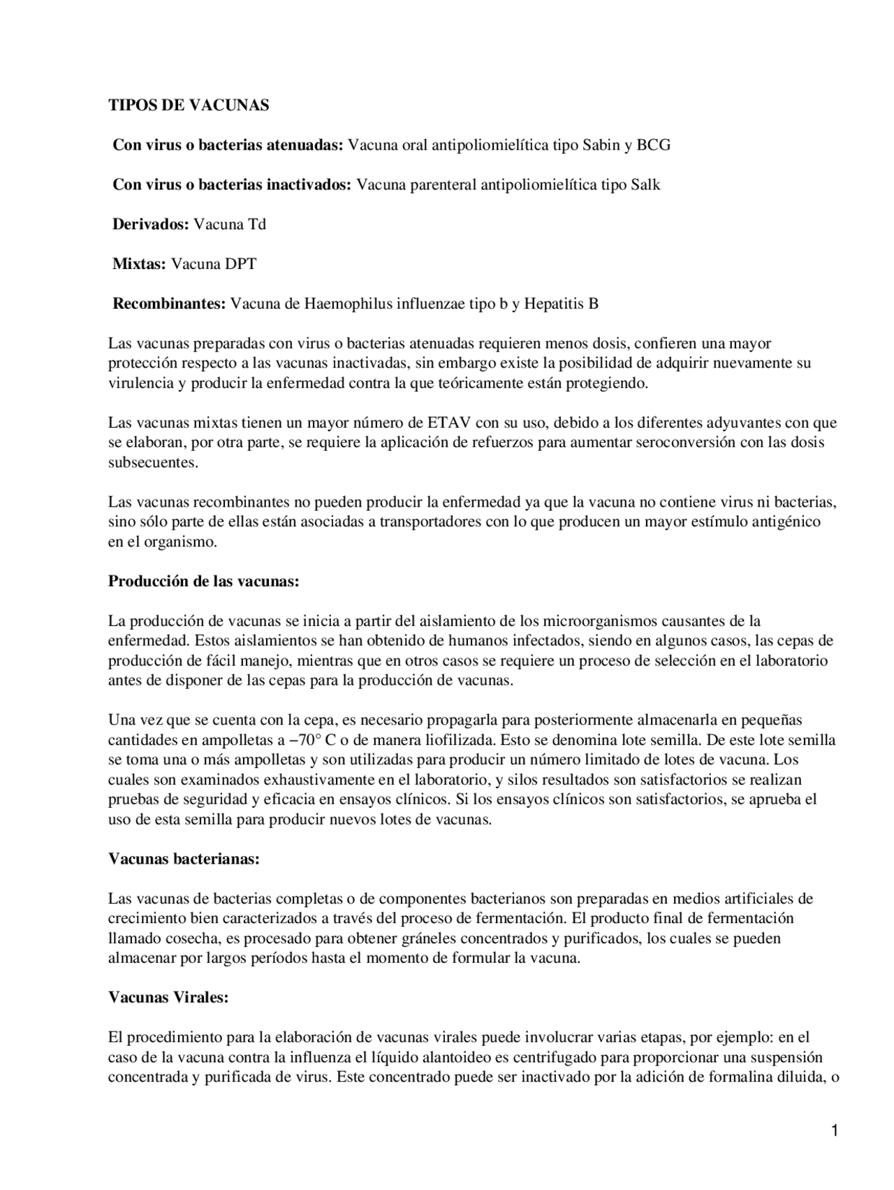 Apuntes Sobre Los Tipos De Vacunas Parte1 Docsity