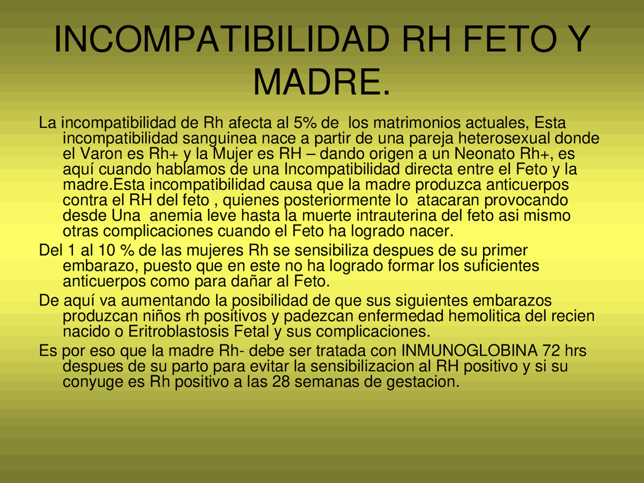 Apuntes sobre la Incompatibilidad RH feto y madre - Docsity