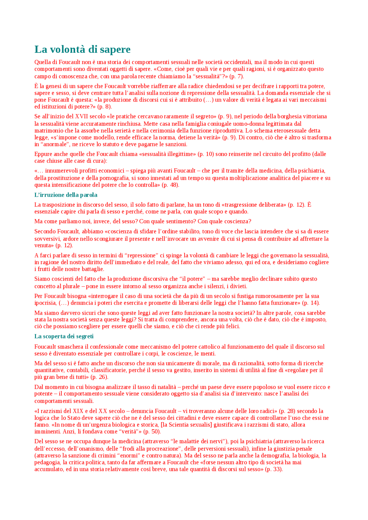 La Volontà Di Sapere Appunti Di Storia Delle Dottrine Politiche Docsity