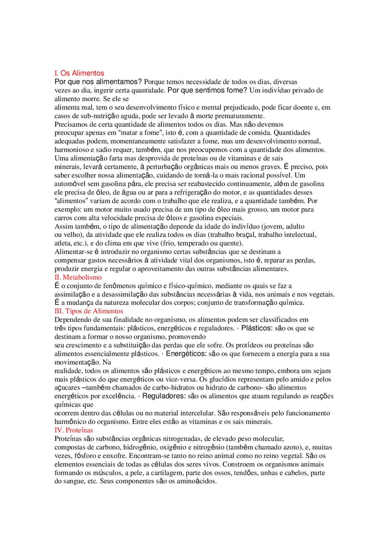 Os Alimentos Docsity