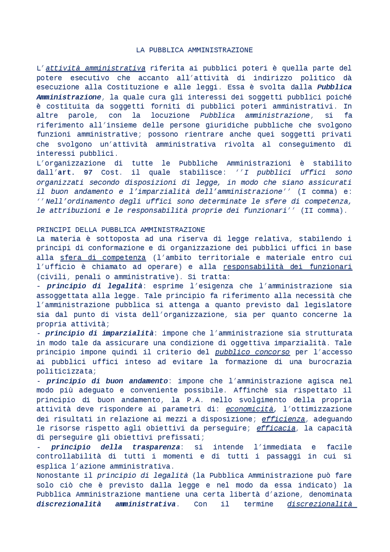 La Pubblica Amministrazione Docsity