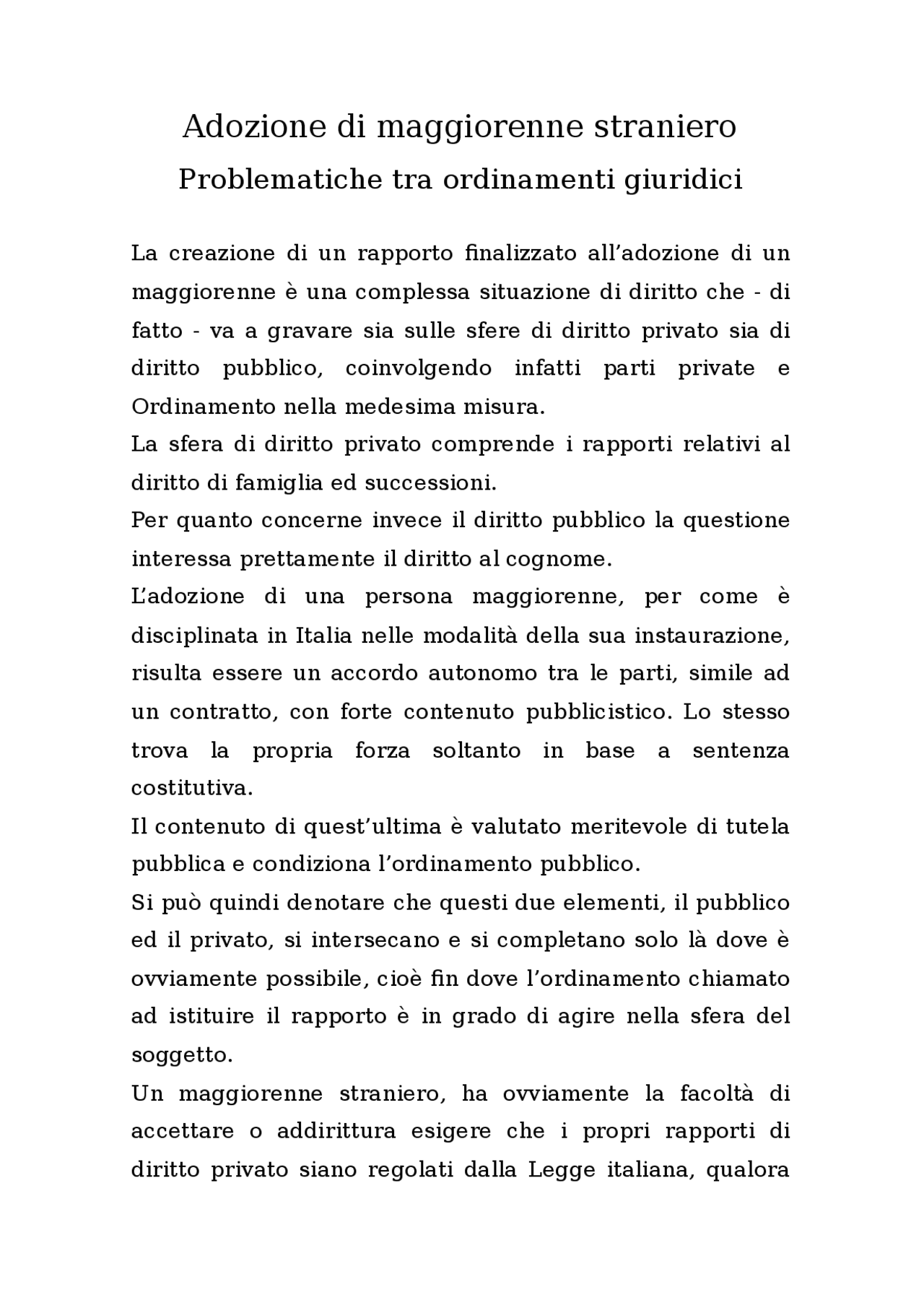 Adozione Di Maggiorenne Straniero Docsity