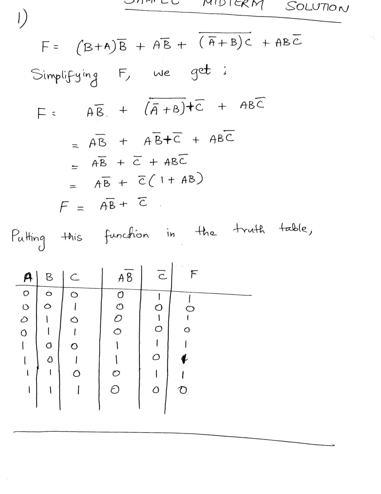 Digital Logic Design Midterm Solved Paper | ECE 200 - Docsity Digital Logic Design Midterm Solved Paper | ECE 200 - Docsity