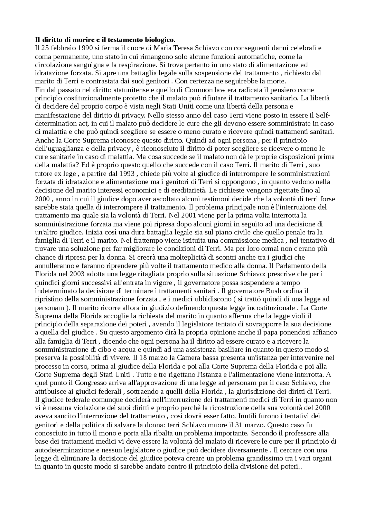 Diritto Alla Vita Docsity
