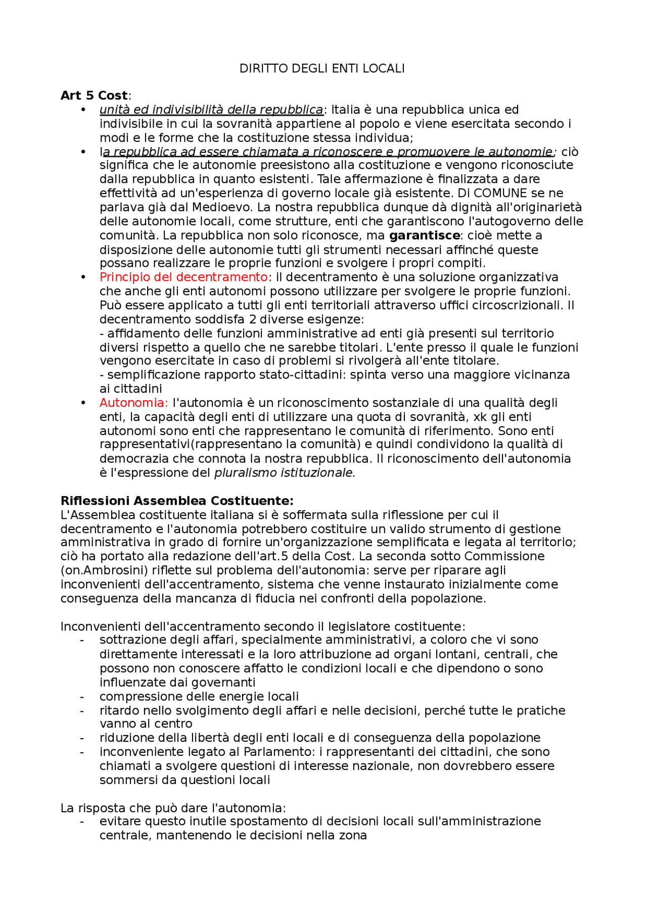Diritto Degli Enti Locali Docsity