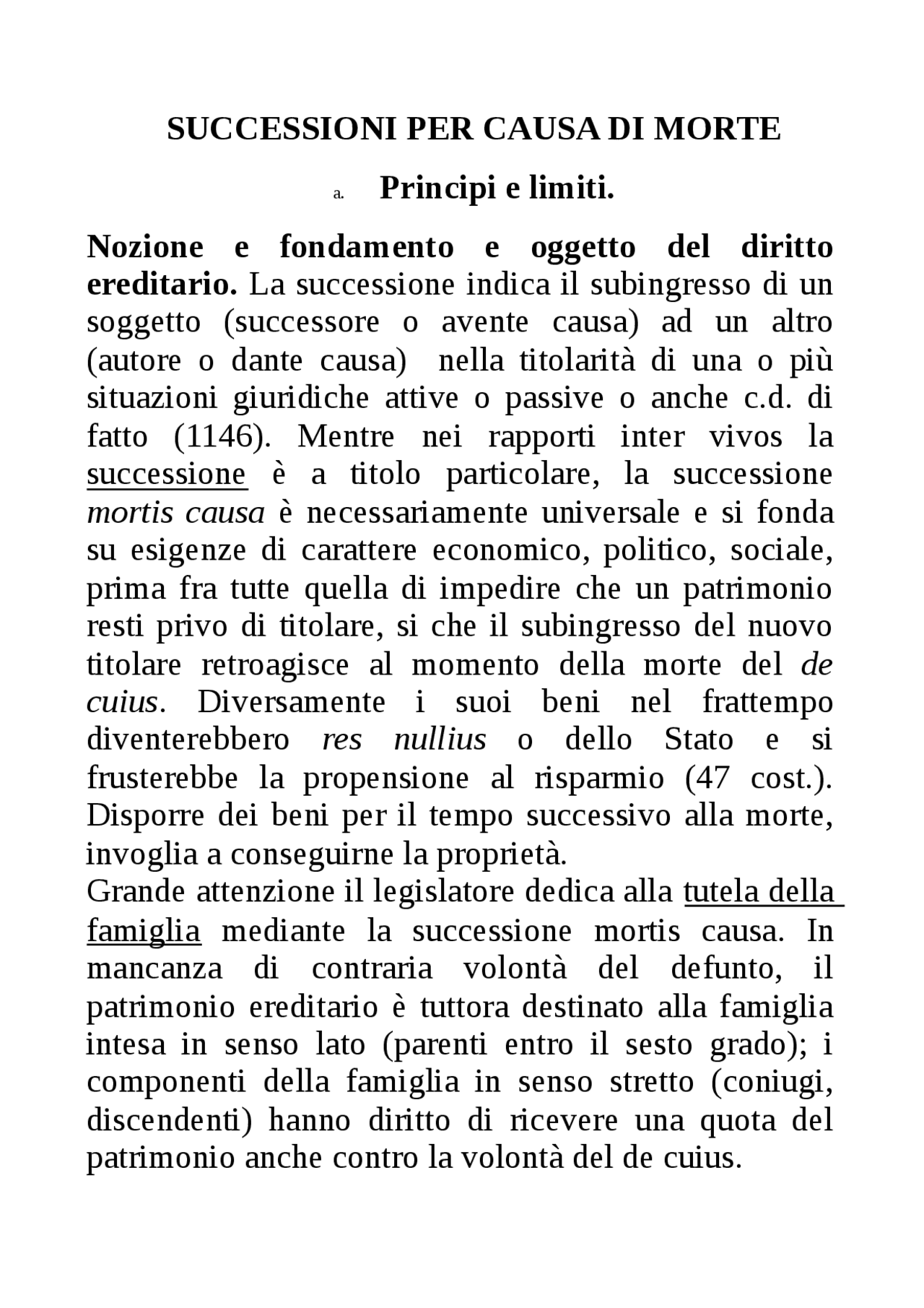 Successioni Per Causa Di Morte Docsity
