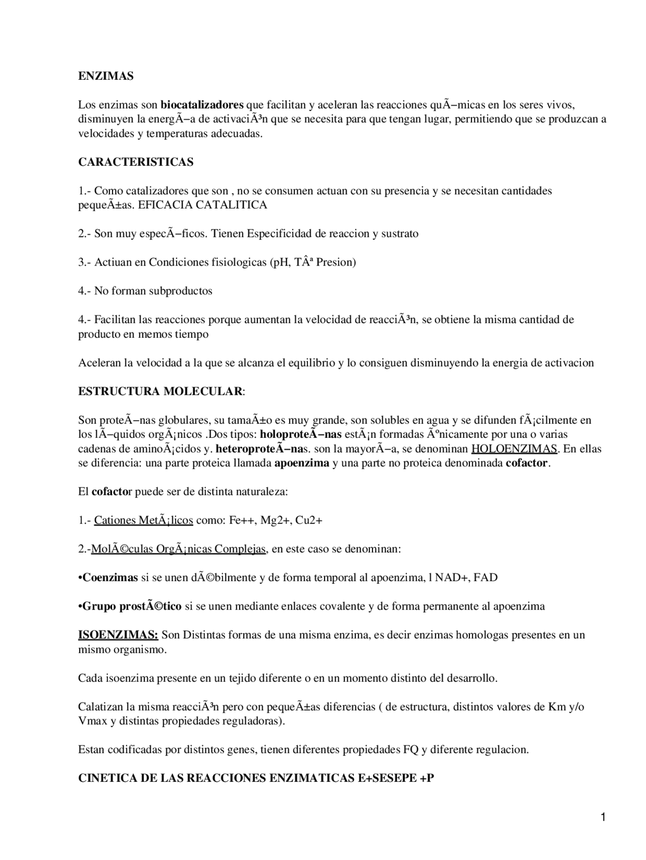 Apuntes Sobre Los Enzimas Parte1 Docsity