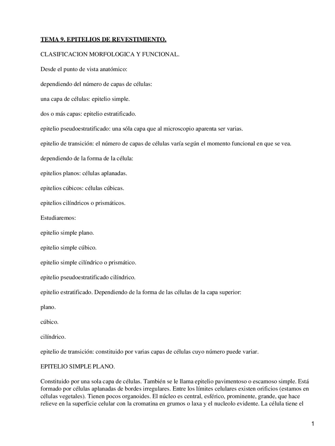 Apuntes Sobre Los Epitelios De Revestimiento Docsity