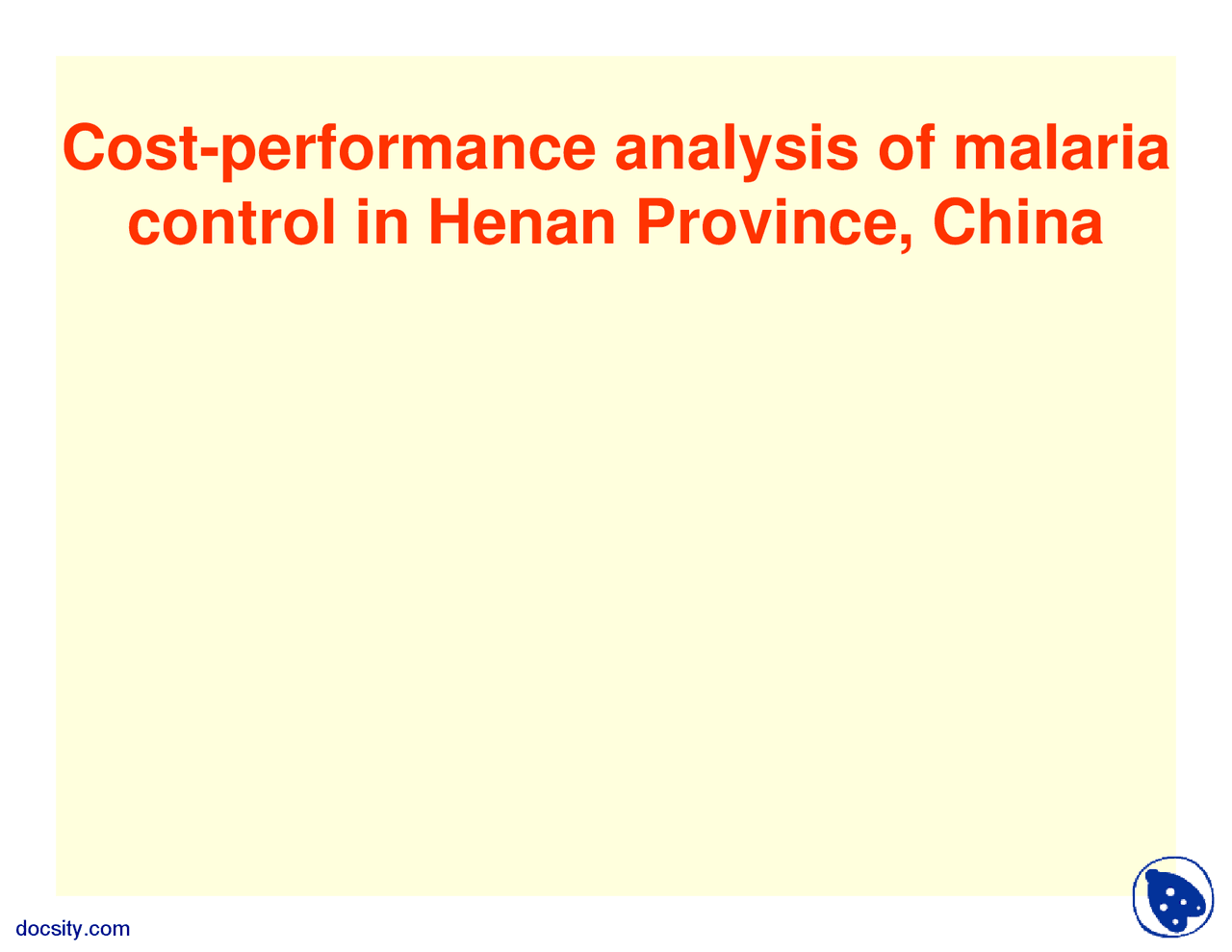 Malaria Control Health Lecture Slides Docsity
