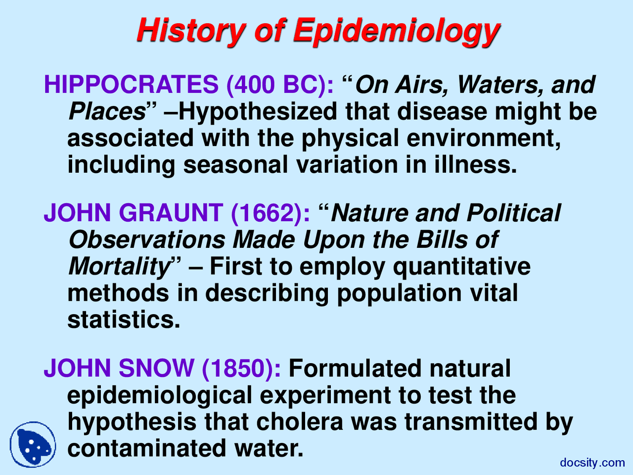 History of Epidemiology - Health - Lecture Slides | Slides Public ...