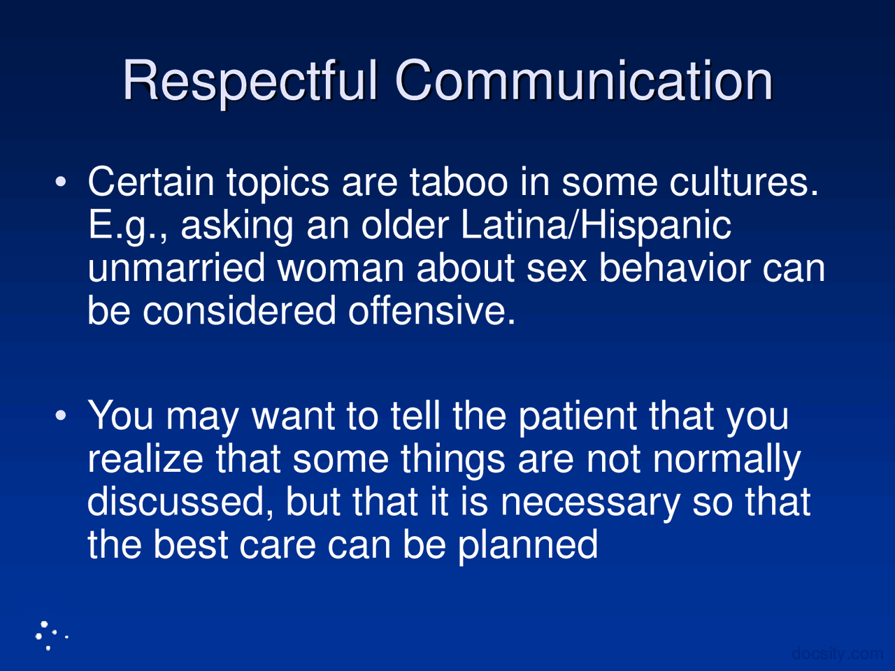 Respectful Communication - Health - Lecture Slides - Docsity