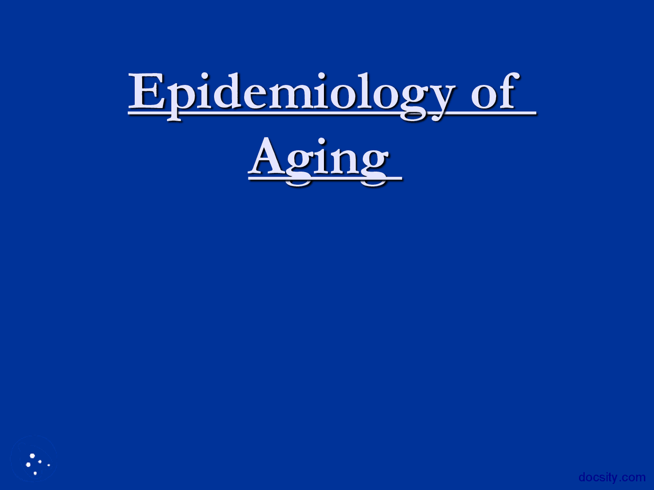 Epidemiology Of Aging Health Lecture Slides Docsity