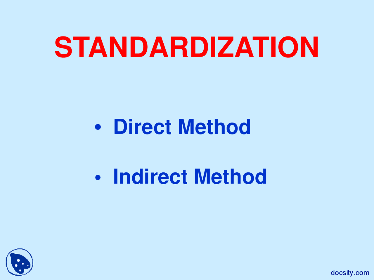 Standardization - Health - Lecture Slides - Docsity