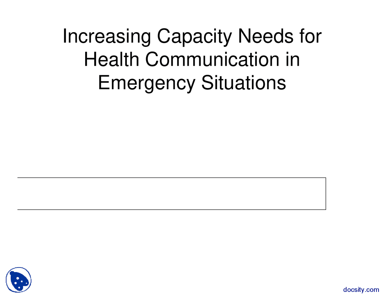 Emergency Situations Health Lecture Slides Docsity