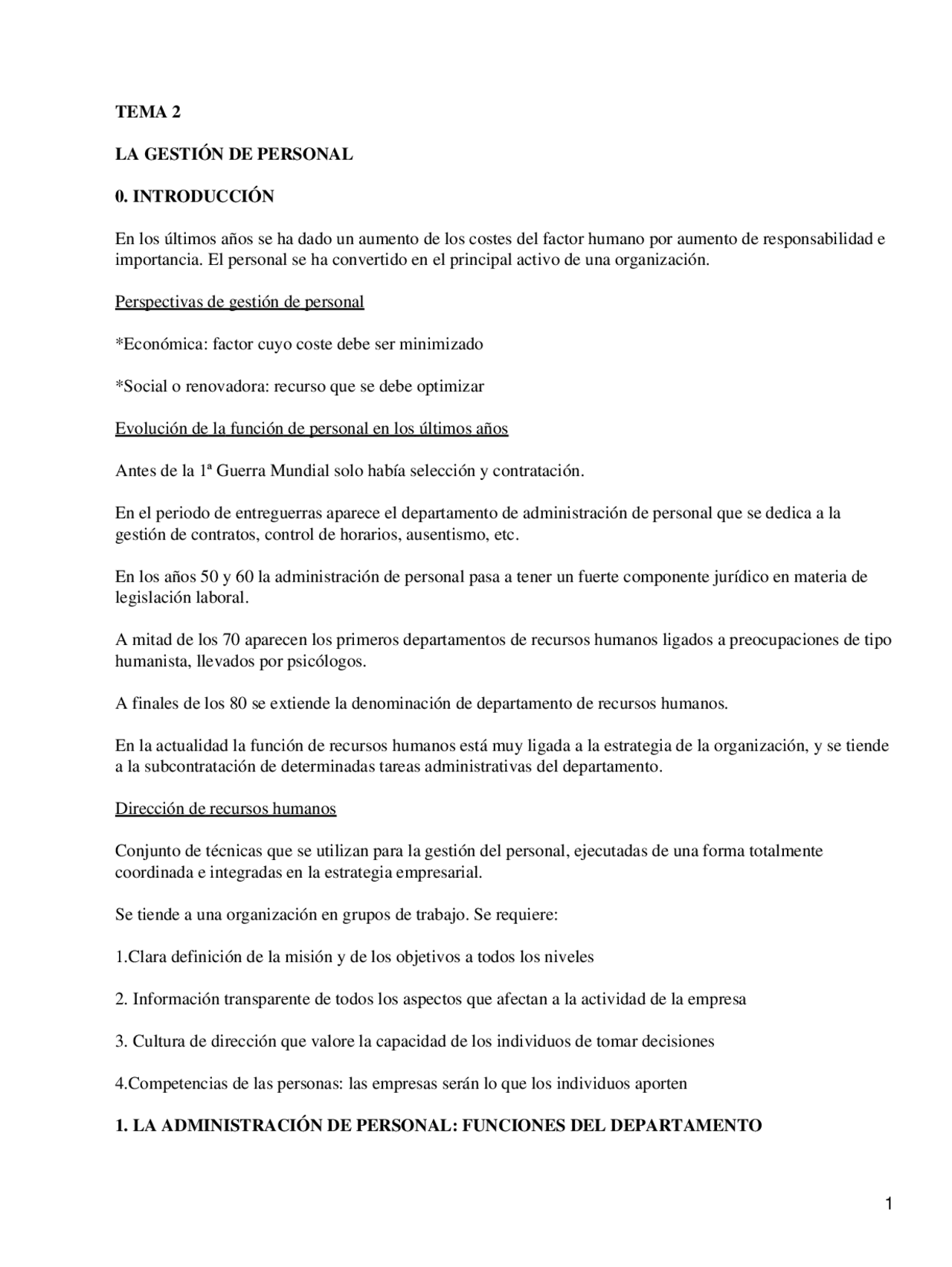 Apuntes Sobre La Gestión De Personal Docsity