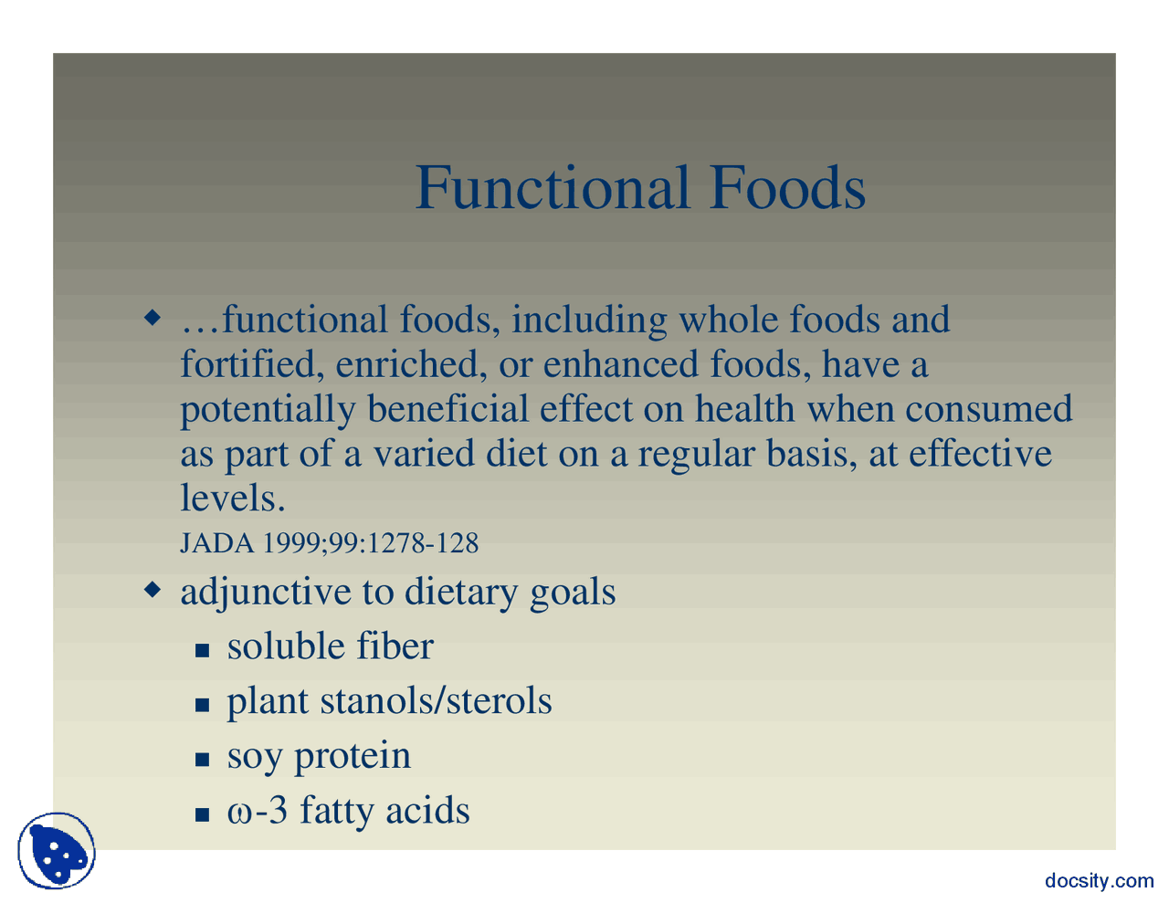 Functional Foods Health Lecture Slides Docsity